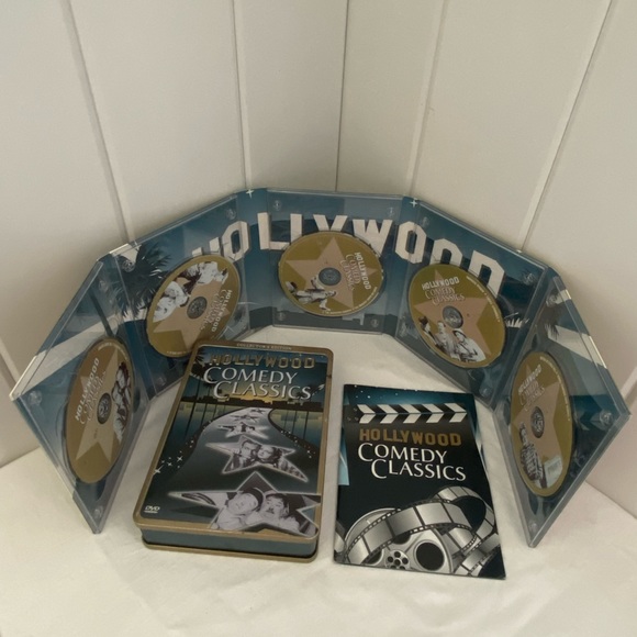Madacy Entertainment Media Hollywood Comedy Classics 5 Dvd Set Boxed Tin Book Pics Bios